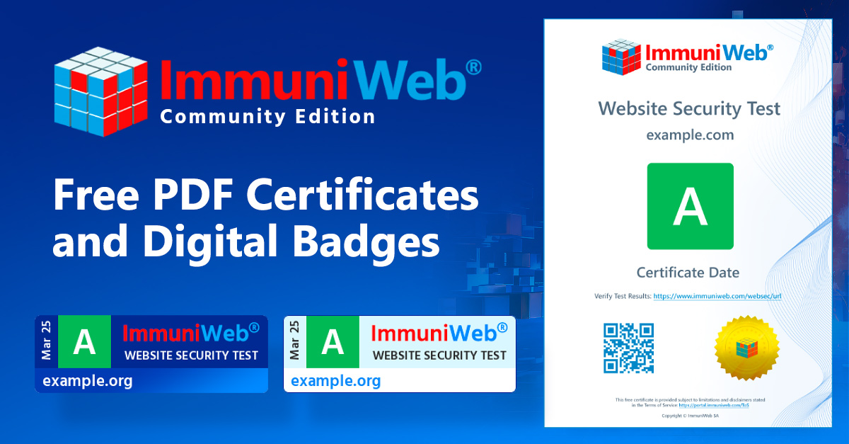 ImmuniWeb Launches Free Website Security and Privacy Certification Program ImmuniWeb Launches Free Website Security and Privacy Certification Program