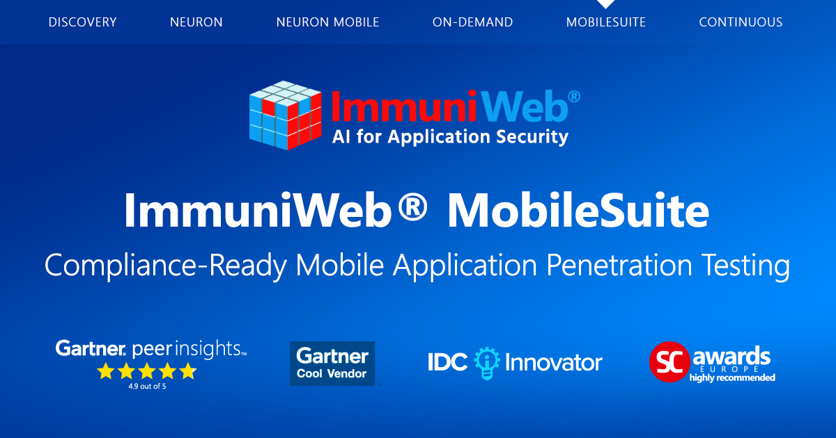 Mobile Application Penetration Testing Immuniweb Mobilesuite